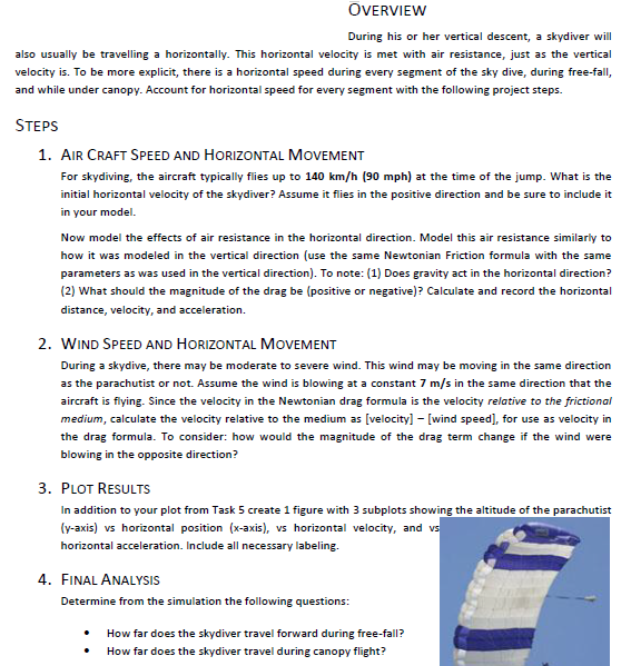 During his or her vertical descent, a skydiver will | Chegg.com