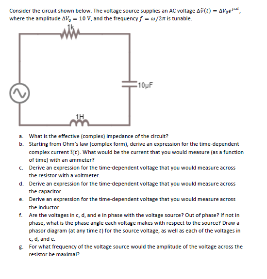 Solved Consider the circuit shown below. The voltage source | Chegg.com