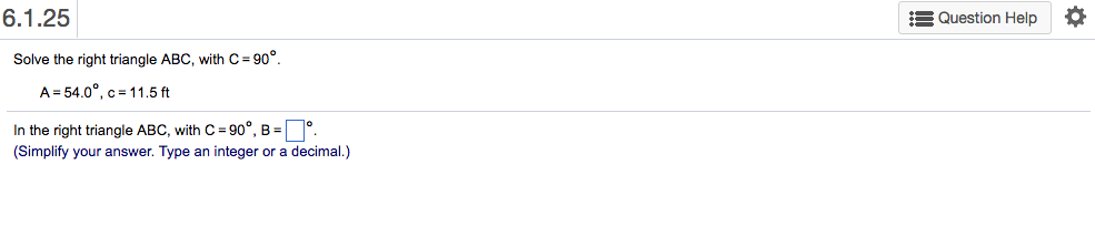 Solved Solve the right triangle ABC, with C = 90 degree. A= | Chegg.com