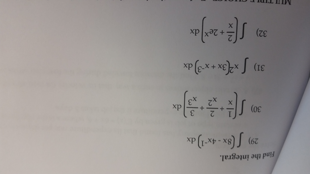Solved Find the integral. integral (8x - 4x^-1) dx | Chegg.com