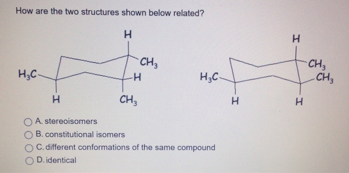 Solved How are the two structures shown below related? | Chegg.com