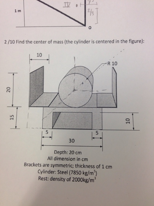 Solved Find the center of mass(the cylinder is centered in | Chegg.com