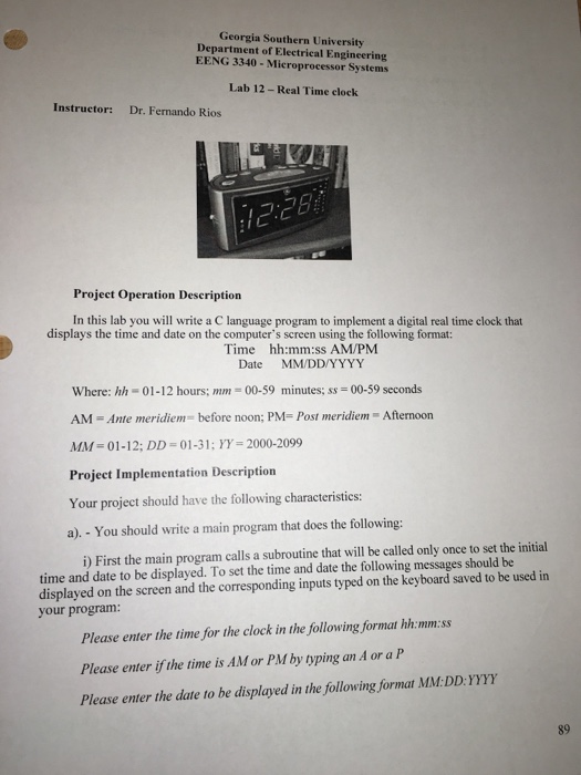 Solved Write a C language program to implement a digital | Chegg.com