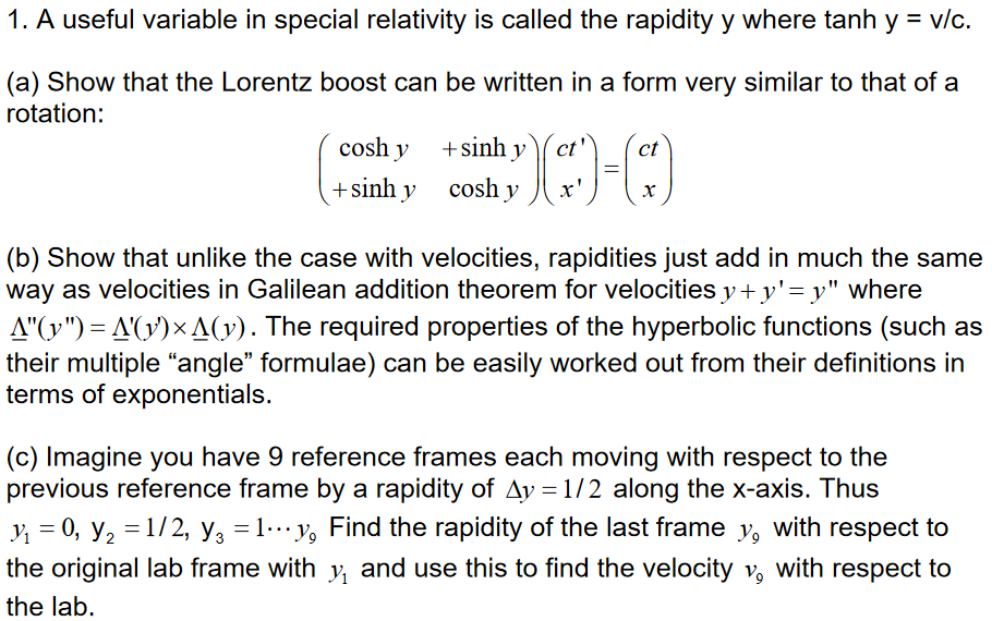 Solved 1. A useful variable in special relativity is called | Chegg.com