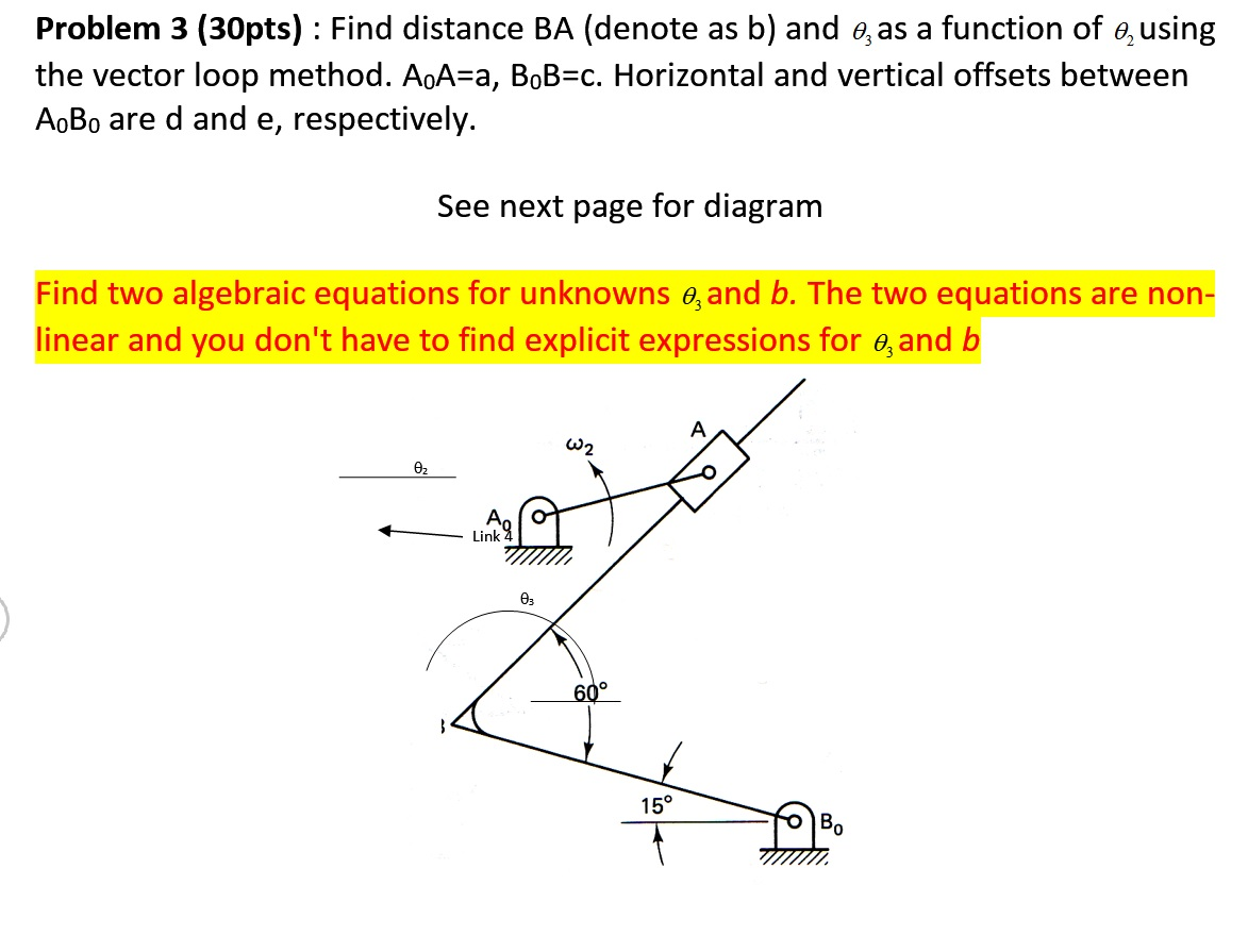 Solved Problem 3 (30pts) : Find distance BA (denote as b) | Chegg.com