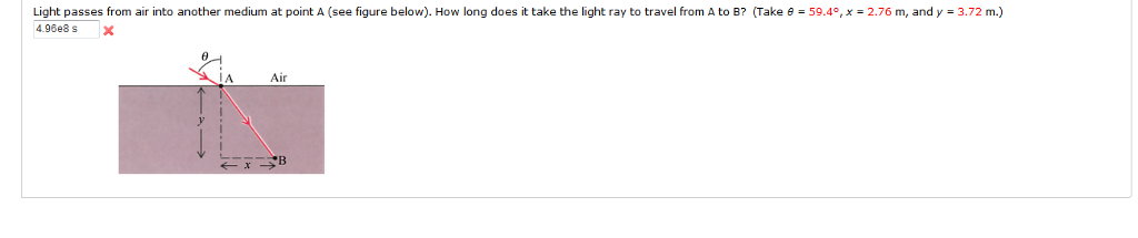 Solved Light passes from air into another medium at point A | Chegg.com
