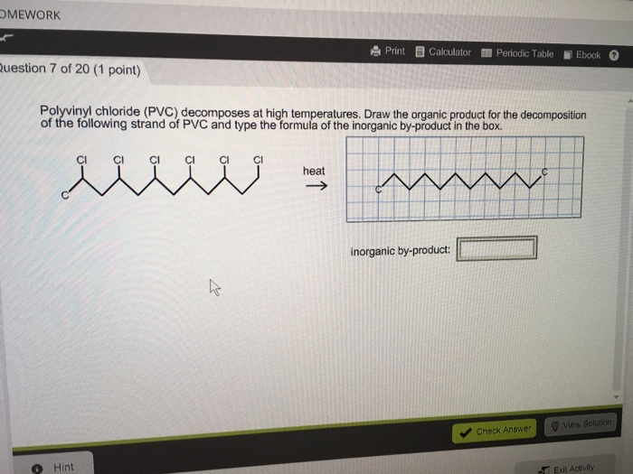 Solved Polyvinyl chloride (PVC) decomposes at high | Chegg.com