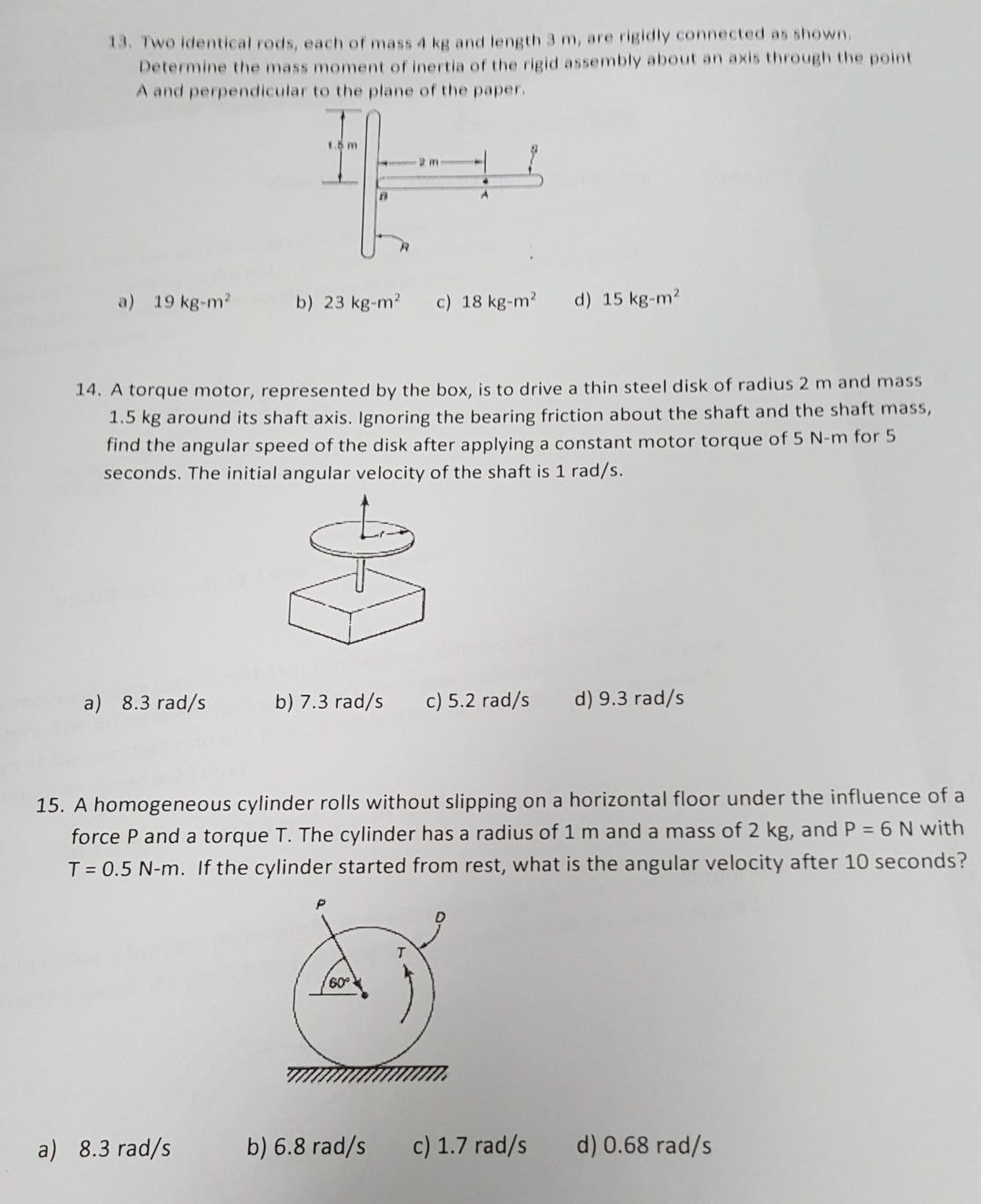 Solved Two identical rods, each of mass 4 kg and length 3 m, | Chegg.com