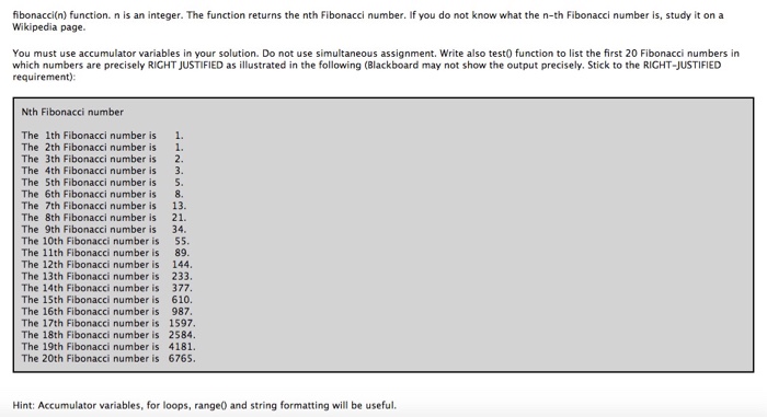 Solved Fibonacci(n) function. n is an integer. The function | Chegg.com
