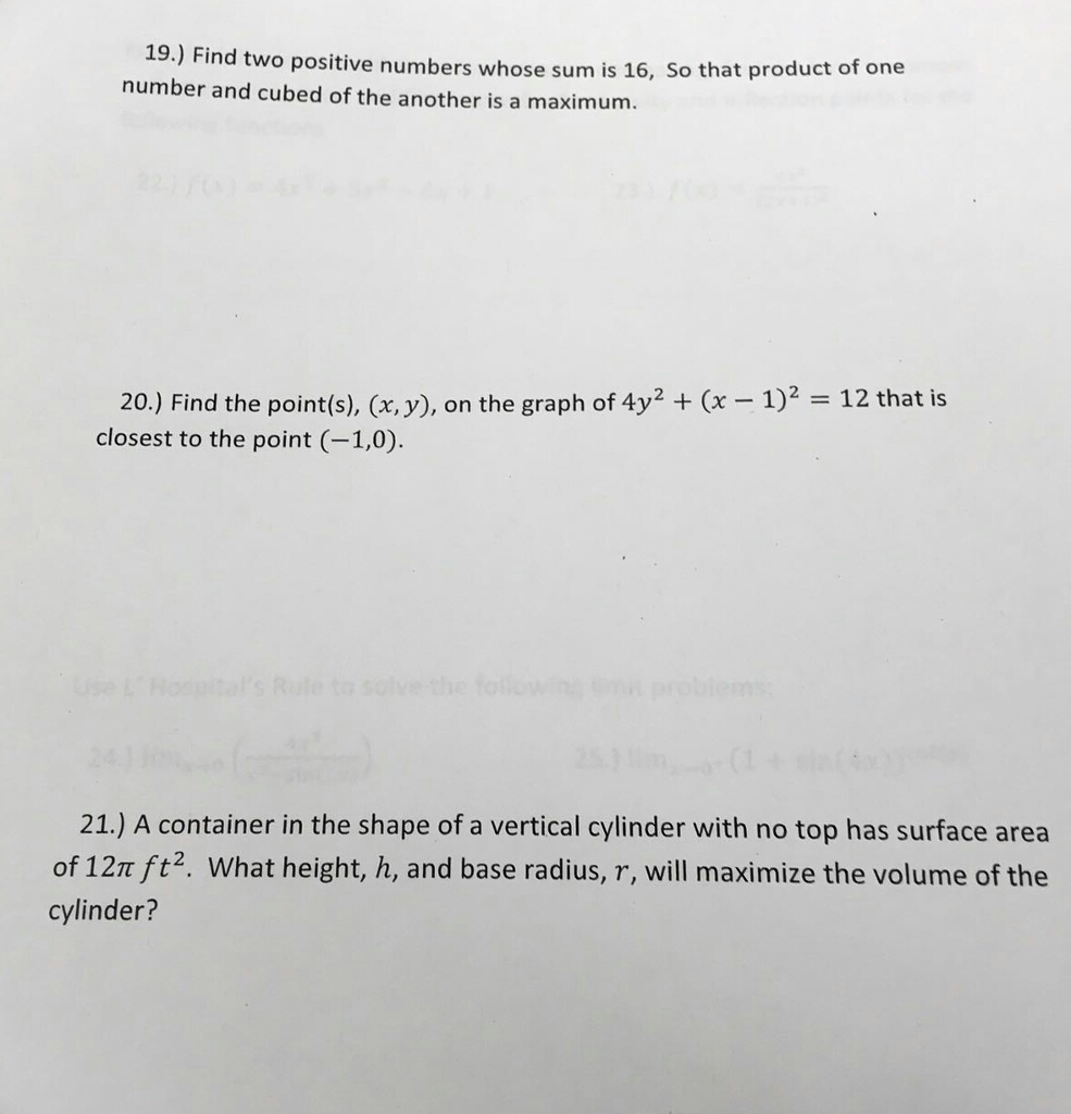Solved Find two positive numbers whose sum is 16, So that | Chegg.com