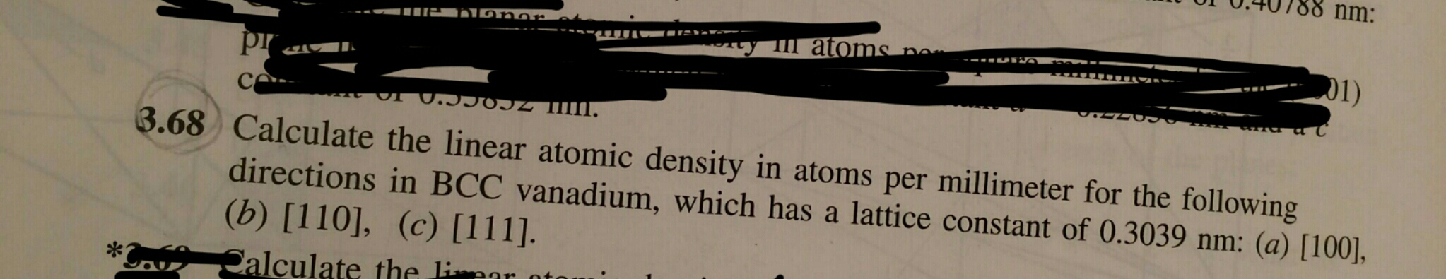 Solved Calculate The Linear Atomic Density In Atoms Per