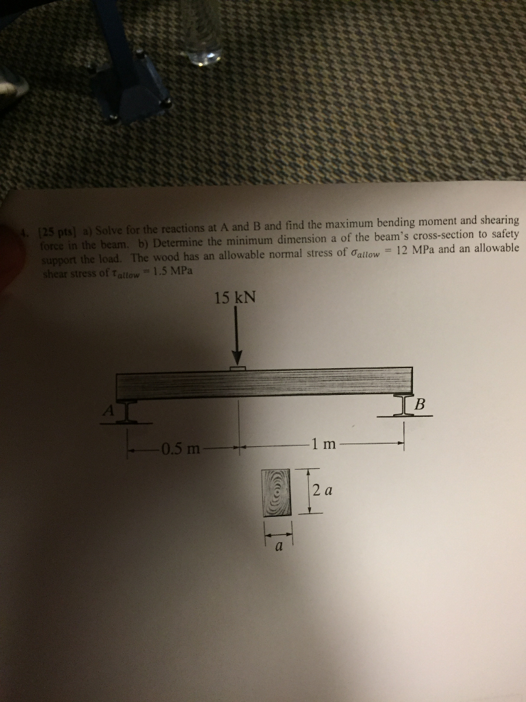 Solved {25 pts] a) Solve for the reactions at A and B and | Chegg.com