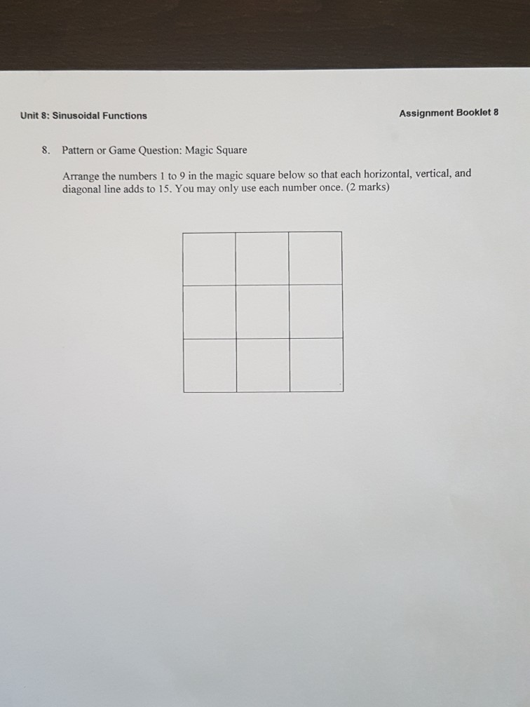 Solved Unit 8: Sinusoidal Functions Assignment Booklet 8 8. | Chegg.com
