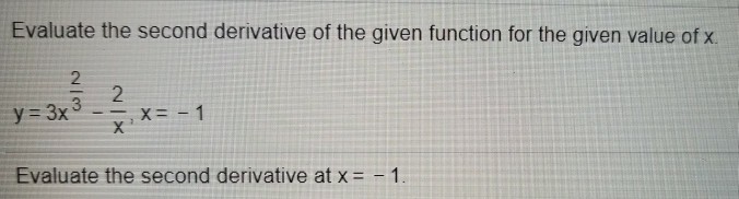 Solved Evaluate the second derivative of the given function | Chegg.com