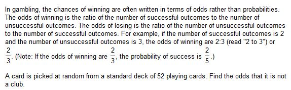 Solved In gambling, the chances of winning are often written | Chegg.com