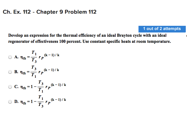 Solved Develop an expression for the thermal efficiency of | Chegg.com