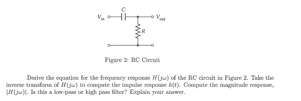 Solved in out Figure 2: RC Circuit Derive the equation for | Chegg.com