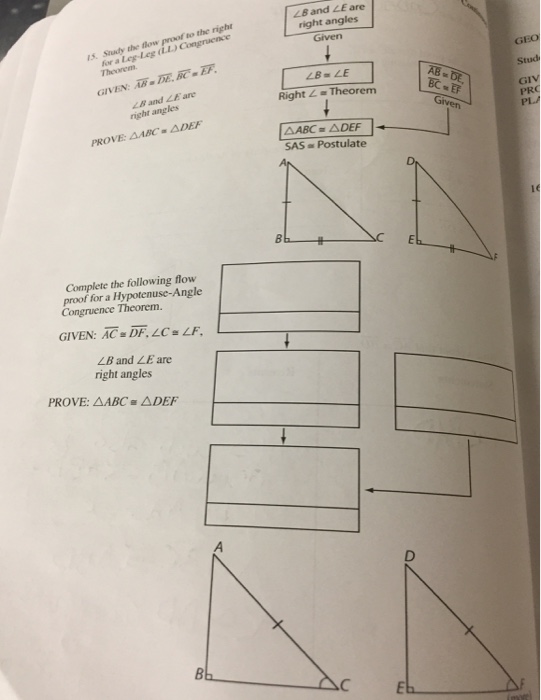 Solved Study the flow proof to the right a Leg-Leg (LL). | Chegg.com
