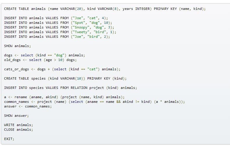 Solved CREATE TABLE animals (name VARCHAR (20), kind | Chegg.com