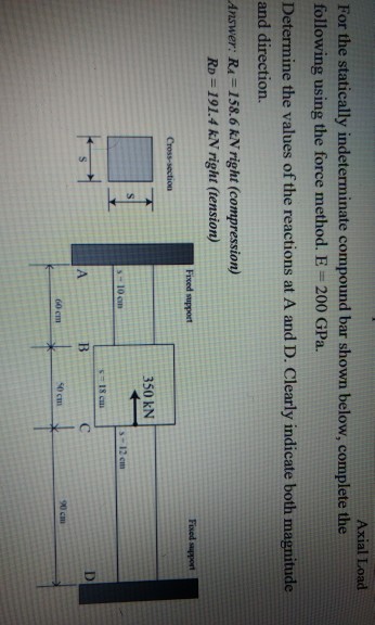 Solved Axial Load For the statically indeterminate compound | Chegg.com
