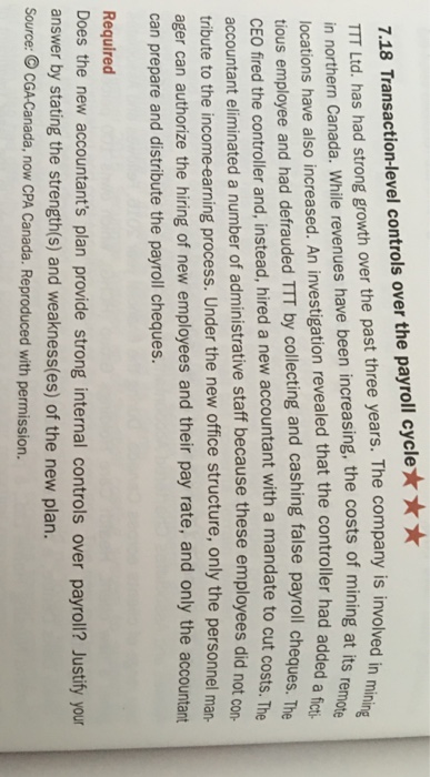 Solved Transaction-level controls over the payroll cycle | Chegg.com