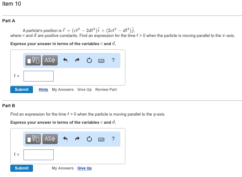 Solved Item 10 Part A A particle's position is r = | Chegg.com