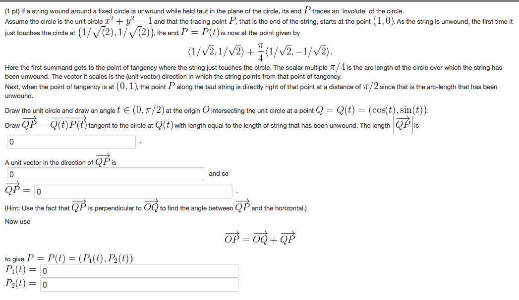 Solved If a string wound around a fixed circle is unwound | Chegg.com