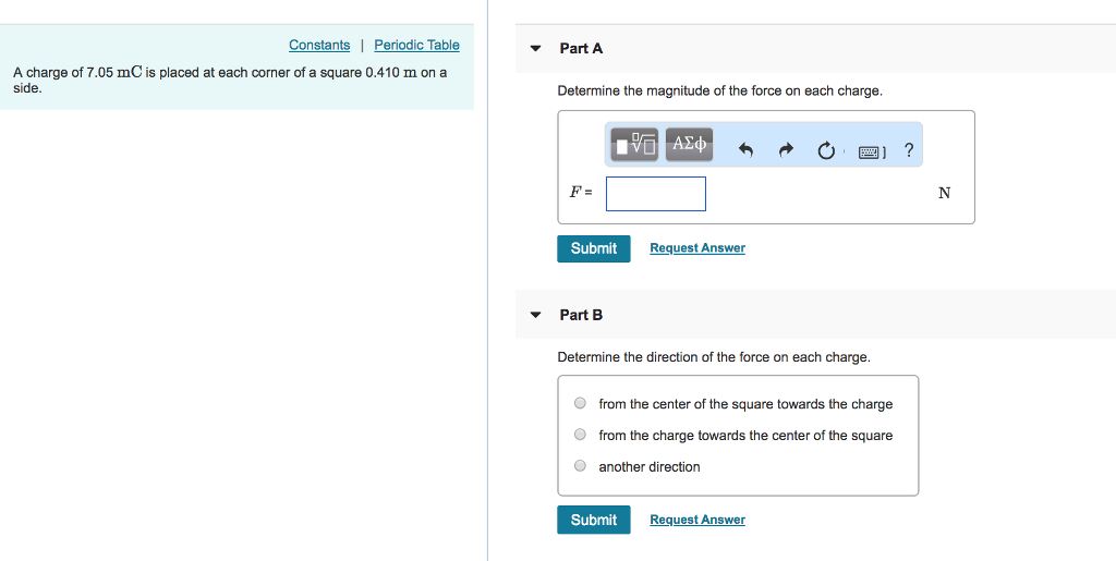 Solved Constants | Periodic Table Part A A charge of 7.05 mC | Chegg.com