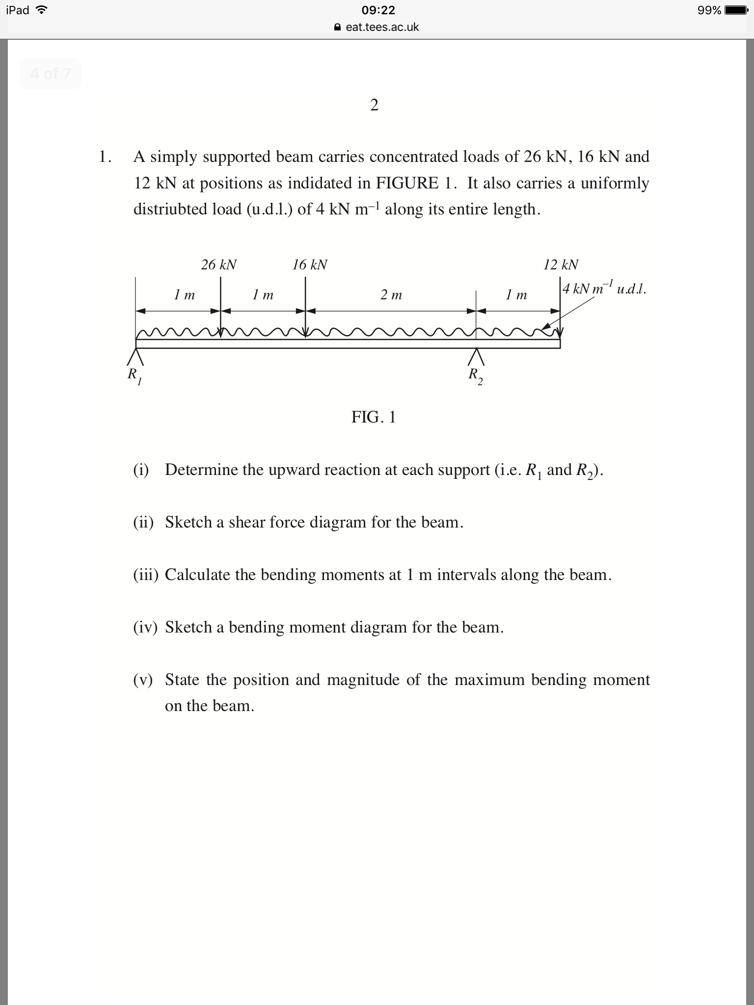 Solved A simply supported beam carries concentrated loads of | Chegg.com