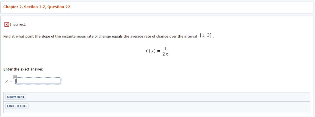 Solved Find at what point the slope of the instantaneous | Chegg.com