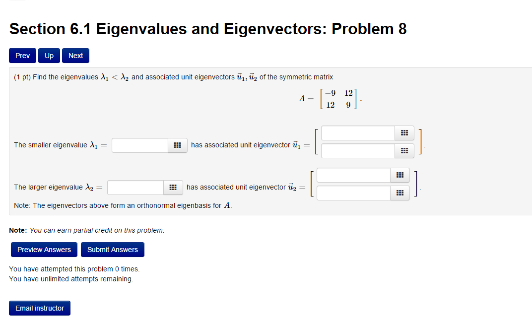 Solved Section 6.1 Eigenvalues and Eigenvectors: Problem 10 | Chegg.com