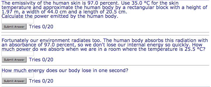 Solved The emissivity of the human skin is 97.0 percent. Use | Chegg.com