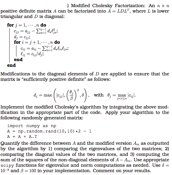 Modified Cholesky Factorization An N × N Ldl Where
