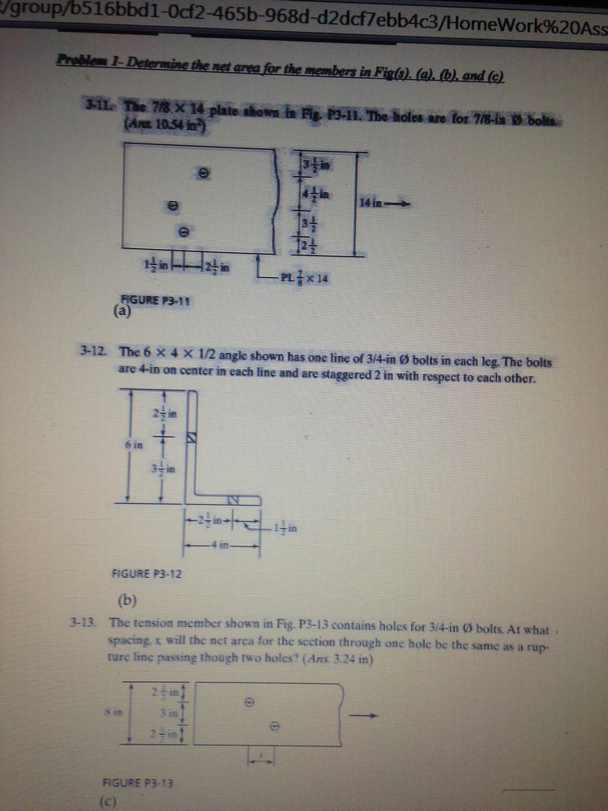 Solved determine the net area for the members in a, b ,c | Chegg.com