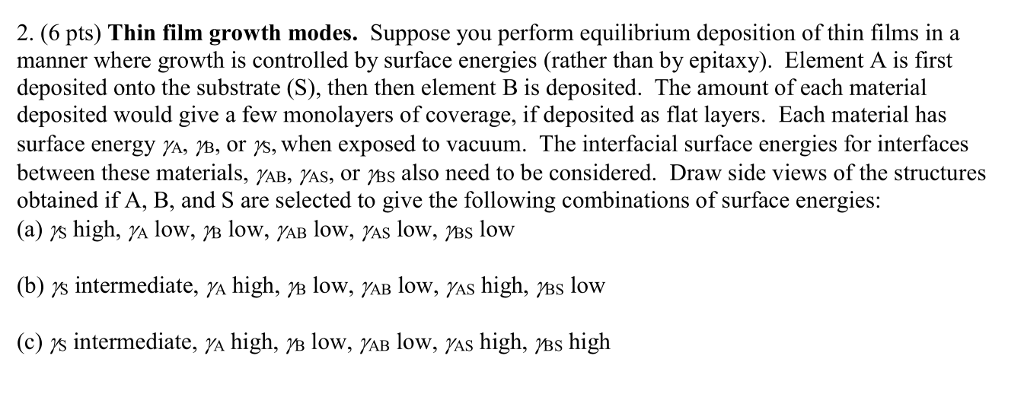 2. (6 pts) Thin film growth modes. Suppose you | Chegg.com