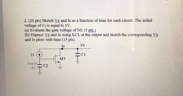 Solved 2. (20 pts) Sketch Vx and Ix as a function of time | Chegg.com