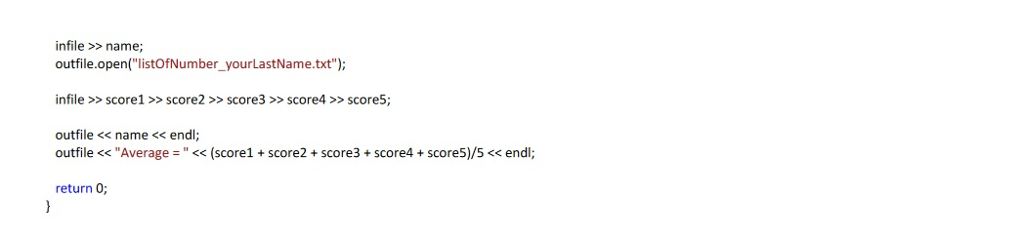 Solved The file numbers InFile_yourLastName.txt stores one | Chegg.com