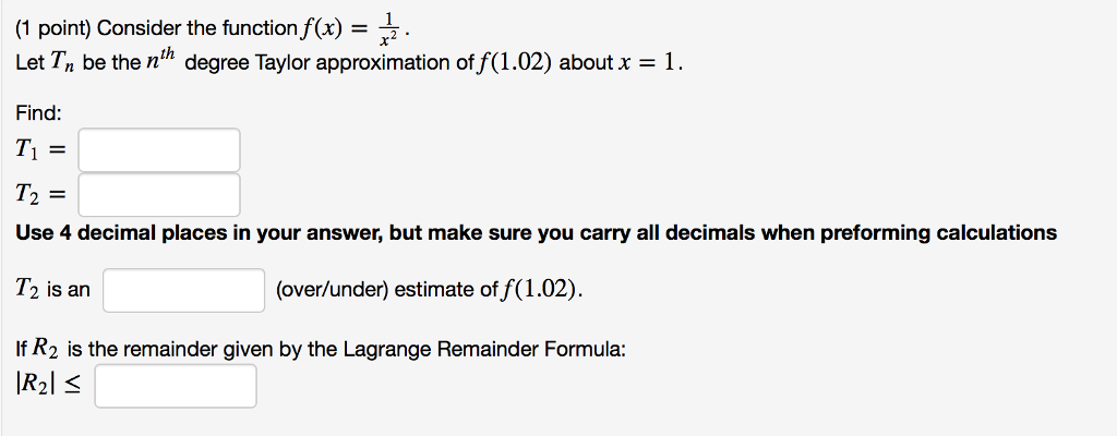 Solved Consider the function f (x) = 1/x^2. Let T_n be the | Chegg.com