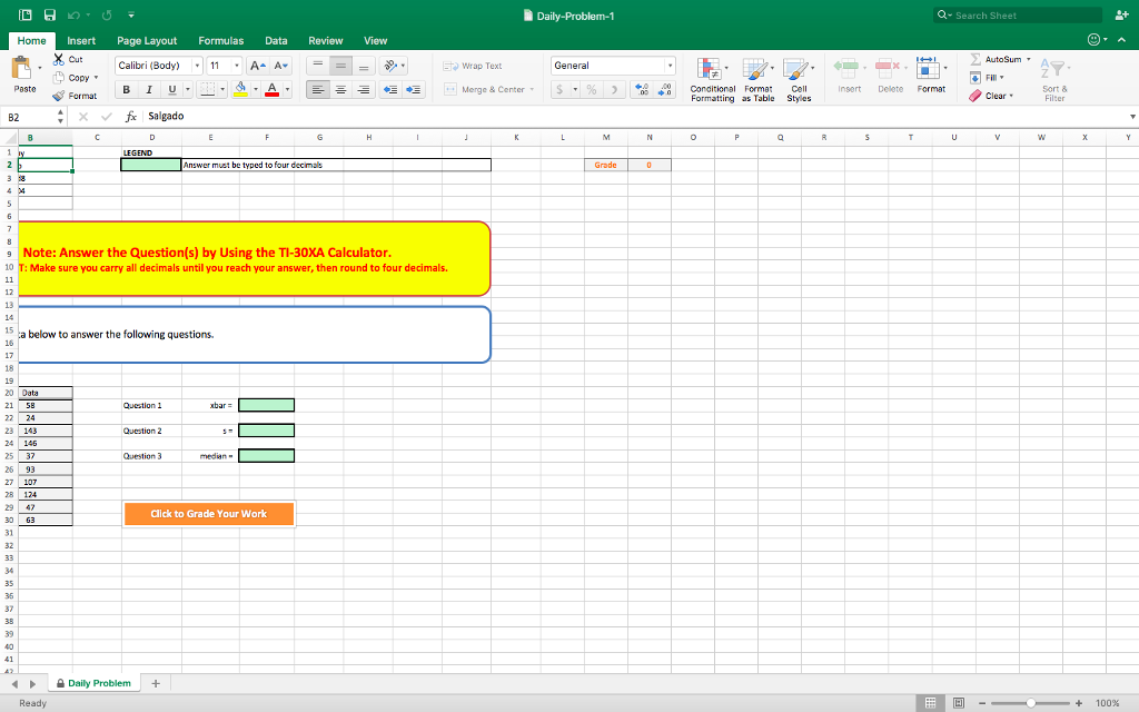 Home Insert Page Layout Formulas Data Review View | Chegg.com