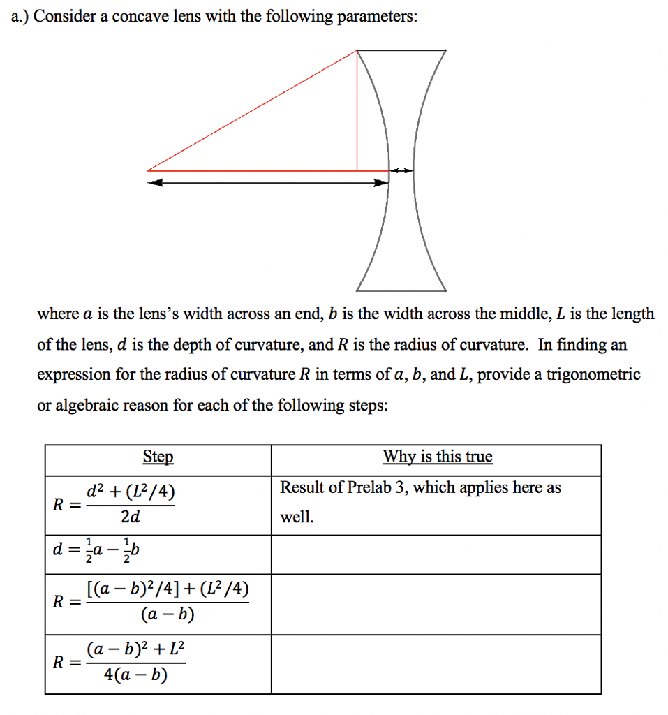 Solved a.) Consider a concave lens with the following | Chegg.com