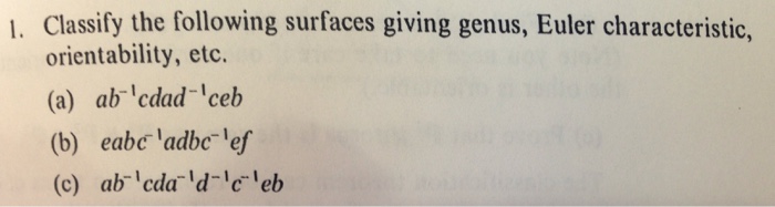Solved Classify the following surfaces giving genus, Euler | Chegg.com