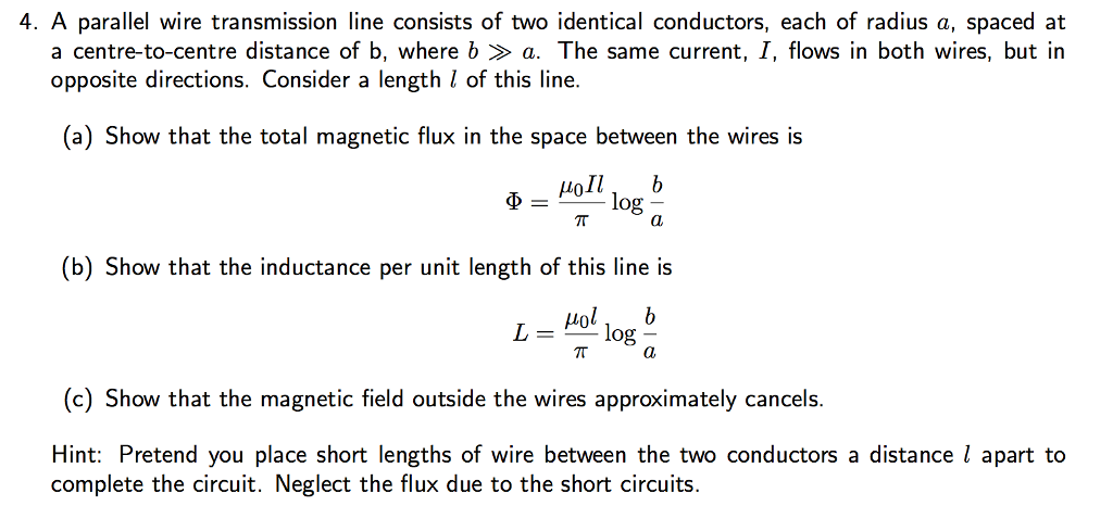 Solved 4. A parallel wire transmission line consists of two | Chegg.com