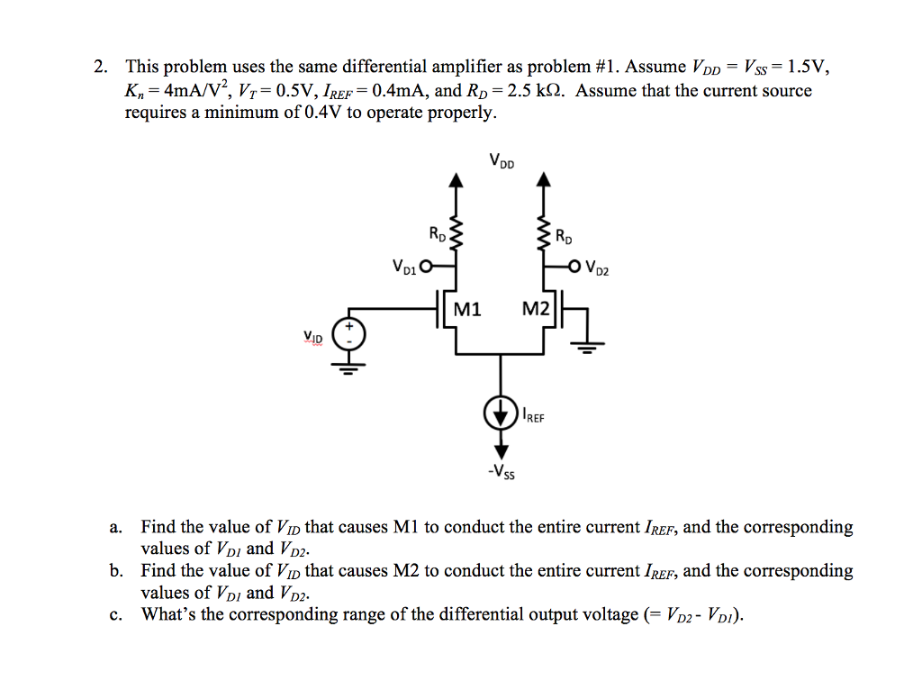 Solved This problem uses the same differential amplifier as | Chegg.com