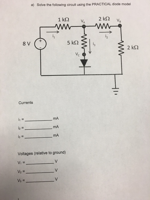 Solved Solve the following circuit using the PRACTICAL diode | Chegg.com