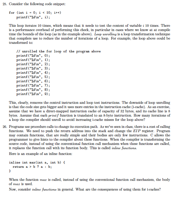 Solved 25. Consider the following code snippet: i printf | Chegg.com