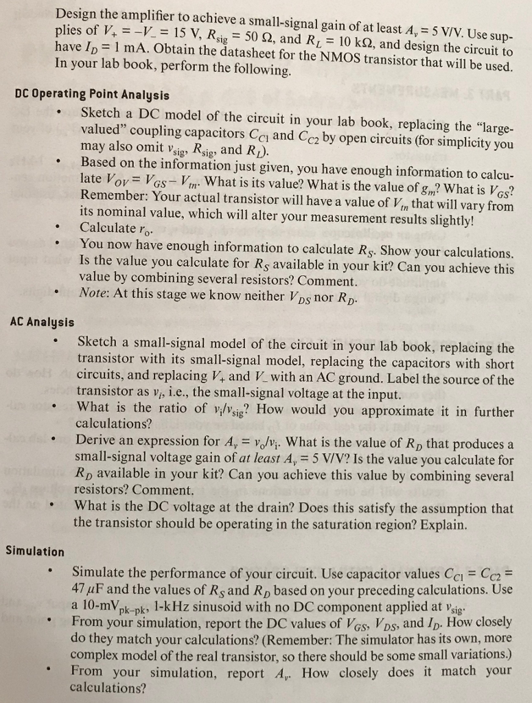 PART 1: DESIGN AND SIMULATION Consider the cireuit | Chegg.com