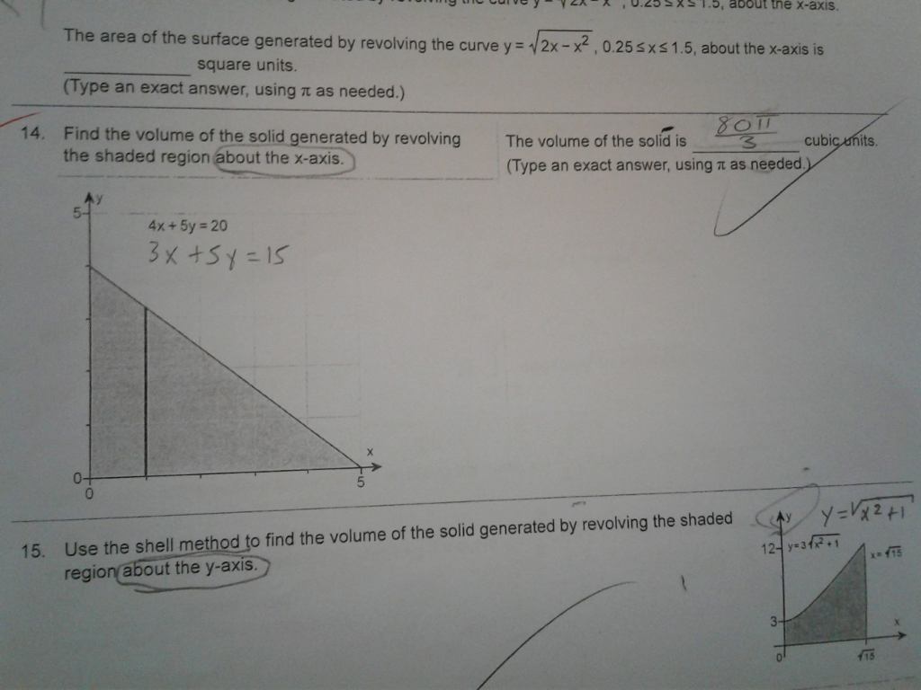 Solved The area of the surface generated by revolving the | Chegg.com
