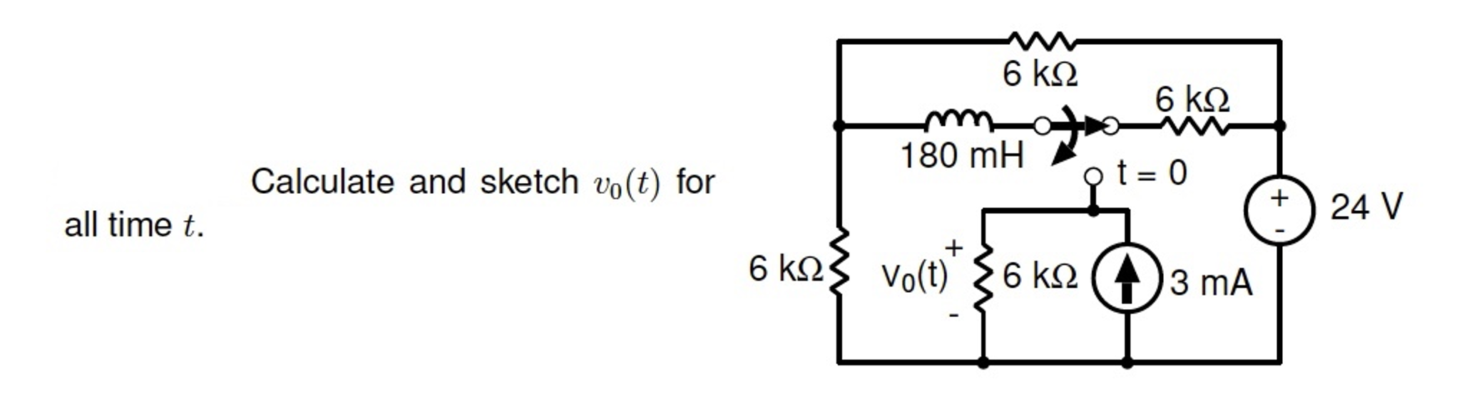 Solved Calculate and sketch V0(t) for all time t. Please | Chegg.com