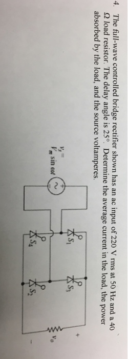 Solved The full-wave controlled bridge rectifier shown has | Chegg.com