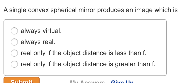 Solved A single convex spherical mirror produces an image | Chegg.com